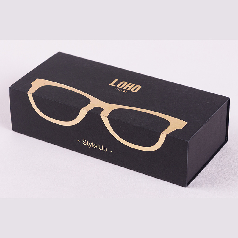 Black Rigid Cardboard Glasses Drawer Packaging Box | Custom Glasses ...