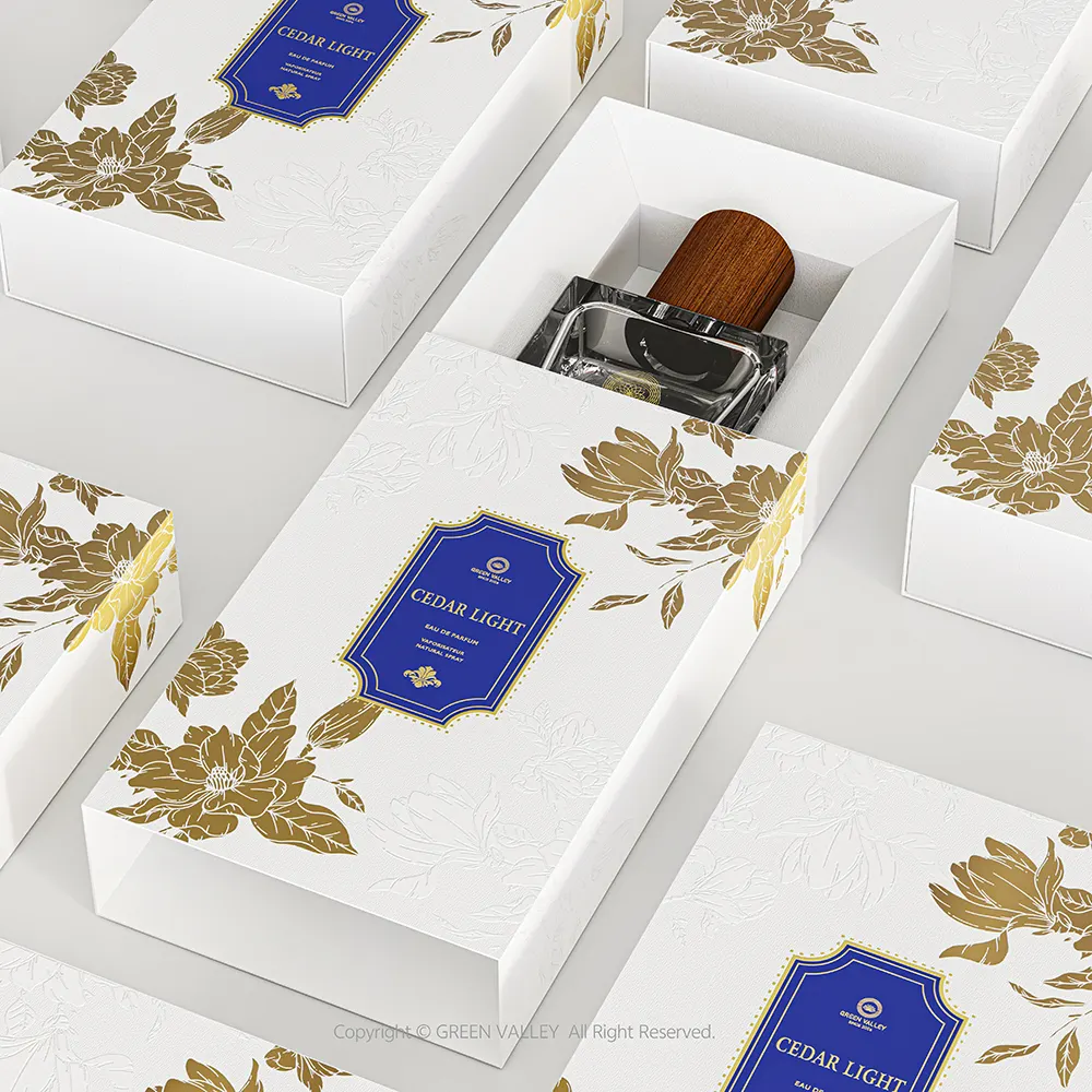 Custom Gold Floral Design Perfume Packaging Drawer Box 丨 KALI